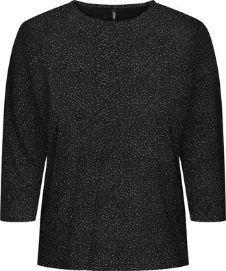 Only Damen Onlqueen 3/4 Glitter Top JRS, Black/Pattern:Structure Dot, L