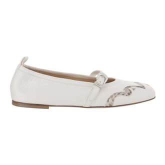 Sartore Leder- und Python-Ballerinas - - Shoes - Damen - Wei&szlig; - 37 1/2 EU