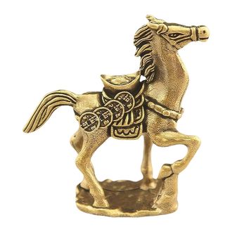 Generico Pferdestatue aus Messing, M&uuml;nze, 15 cm, Dekoration des Delzodiaks, chinesische Mondskulptur 2026, f&uuml;r Zuhause, Wohnzimmer, B&uuml;ro, Urlaub, Weihnachten, 