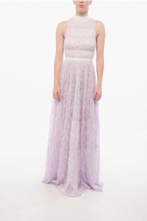 Elisabetta Franchi Eyelash Fabric Halter Neck Dress size 38