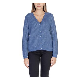 Vila Blauer V-Ausschnitt Cardigan mit Kn&ouml;pfen - - Knitwear - Damen - Blau - L