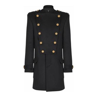 Balmain Woll-Kaschmir-Mantel mit abnehmbarem Latz - - Coats - Herren - Schwarzk - 2XL