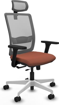 Piqueras y Crespo Ergonomischer Stuhl mit Haches Nackenst&uuml;tze mit 3D-Armen, h&ouml;henverstellbare Lendenwirbelst&uuml;tze und h&ouml;henverstellbares Kopfteil, Grau/Braun