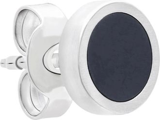 s.Oliver Ohrring f&uuml;r Herren - Ohrring aus mattiertem Edelstahl - Silber/IP Schwarz - Rundes Design - Butterfly Verschluss - wasserfest & hautfreundlich