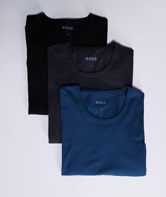 HUGO BOSS BOSS Bodywear - Classic - Lot de 3 t-shirts coupe classique &agrave; manches longues et logo - Noir, gris et bleu-Multicolore