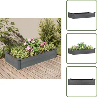 vidaXL Hochbeet mit Einsatz Grau 120x60x25 cm Massivholz Tanne - Hochbeet - Gartenbeet - Holzh&auml;user - Tannenzapfen - Gartendekoration