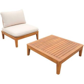 Sweeek Gartensessel und Couchtisch aus Akazienholz beige