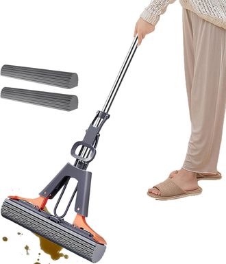 Generic Schwammmopp - Rollenmopp f&uuml;r B&ouml;den - Schwammmopp mit verstellbarem Griff f&uuml;r B&ouml;den | Saugf&auml;higer Schwammwischer zur effizienten Reinigung von Marmorb&ouml;