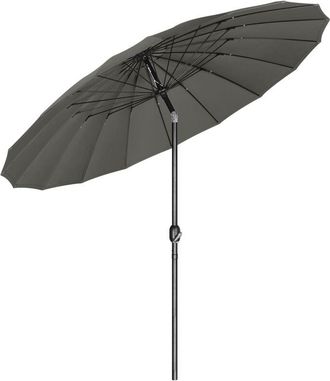 Woltu Parasol de Jardin Rond WOLTU, &oslash;273 cm, Parasol Inclinable avec Manivelle, 18 Baleines en Fibre de Verre, Gris Fonc&eacute;