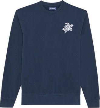 Vilebrequin Homme, Sweatshirts et sweats &agrave; capuche, Bleu, Taille: L SweaT-shirt ras du cou en coton avec grande broderie tortue