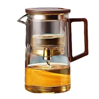 Generic Glasstekanne mit Sieb - Klarglas Teekanne mit Griff | 500 ml/750 ml Glaswasserabteilung Teekanne mit Sieb, ergonomischem Design, Holzgriff, Geschirrsp