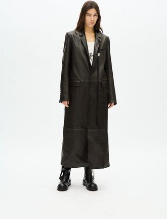 Ann Demeulemeester Virva Straight Tailored Coat Vintage Lux Grained l