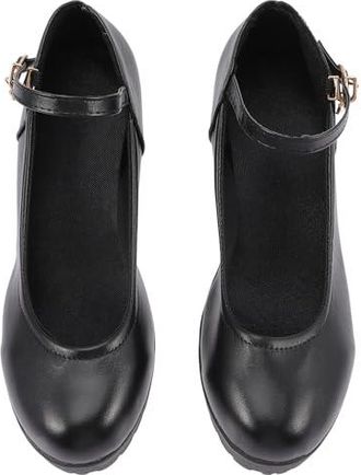 BESTONZON NOLITOY Escarpins pour Femmes à Talons Hauts Bout Rond et Décolleté Bas en PU et Caoutchouc Antidérapant Couleur Noire Taille 38 Chaussures Élégantes 