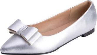 SJJH Ballerines pointues avec noeud | Talon plat de 1 cm pour femme | Design &agrave; enfiler en cuir synth&eacute;tique | Semelle antid&eacute;rapante pour le travail et la vi