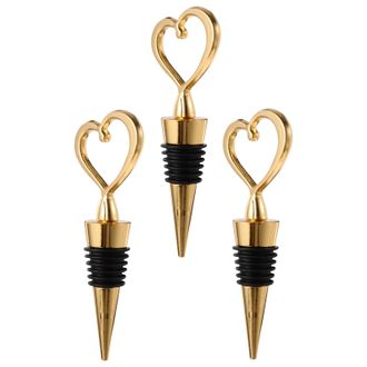 BESPORTBLE Kreative Flaschenverschl&uuml;sse Herzform aus Legierung 3 St&uuml;ck Golden Weinflaschenverschluss f&uuml;r Hochzeitsfeier und Geschenk