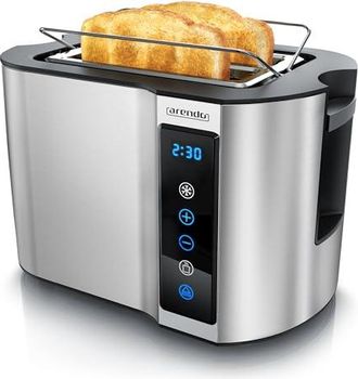 Arendo Touch Toaster 2 Scheiben Edelstahl - Touchpanel - digital Display Restzeitanzeige - 800 W - Doppelwandgeh&auml;use - mit Br&ouml;tchenaufsatz - 7 Br&auml;unungsgrade