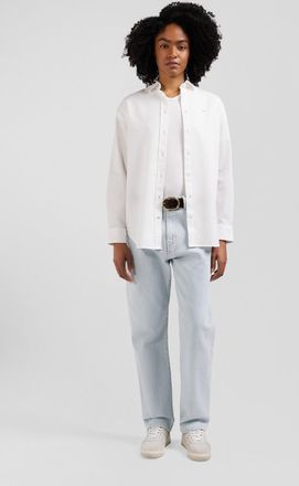 Eden Park Chemise En Popeline De Coton Blanche Coupe Relaxed