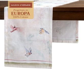 Maison d'Hermine Flying Birds Chemin de Table 100 % Coton, pour f&ecirc;tes, d&icirc;ners, Vacances, Cuisine, Printemps/&eacute;t&eacute; (50cm x 150cm)