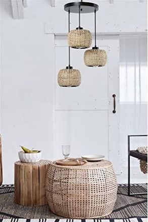 Opviq Elegant Rattan Chandelier, 30 cm Diameter, 70 cm Height | Adjustable E27 Socket, Max 40W | Bohemian & Scandinavian Design for Stylish Spaces