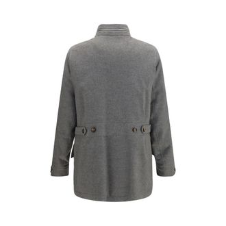 Brunello Cucinelli Mens Gray Cashmere Full-Length Jacket Clothing