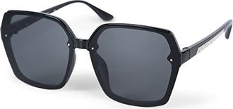 styleBREAKER Lunettes de soleil papillon pour femme avec grands verres rectangulaires en polycarbonate orn&eacute;s de m&eacute;tal, oversize 09020140, couleur:Monture noir/verr