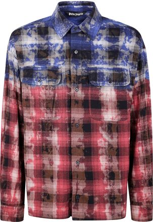 Palm Angels B Curved Logo Check Long Sleeves Shirt