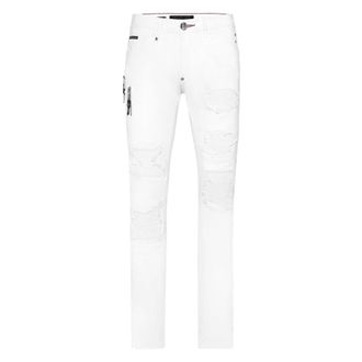 Philipp Plein Homme, Jeans, Blanc, Taille: W29 Pantalon Rock Star en denim enduit