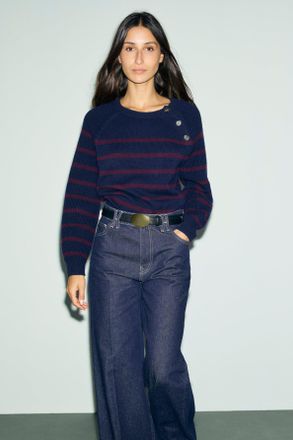 Gerard Darel Pull &agrave; rayures en laine - RENY - Marine