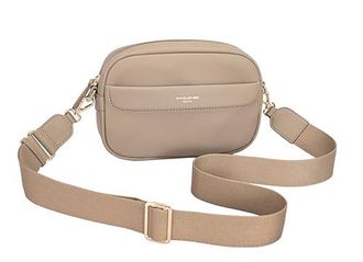 David Jones Paris - Pochette Bandouli&egrave;re - Sac port&eacute; travers - Port&eacute; &eacute;paule - Taille Mini - Mati&egrave;re Synth&eacute;tique - Pratique Ville Chic Voyage Classique (Warm Taupe