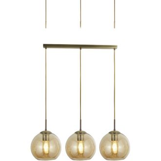 Searchlight Searchlight - Suspension balls 3L Barre, m&eacute;tal Laiton antique avec verre ambr&eacute; E27 3x60w Haut 150cm Lg 86cm