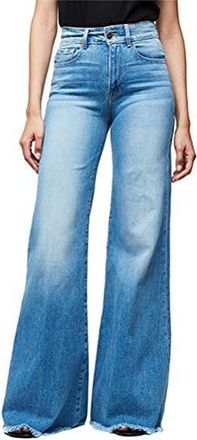 Onsoyours Jean Bootcut Femme Mode Slim Taille Haute Évasé Jambe Large Pantalon Filles Vintage Stretch Déchirés Denim Pants Flare Jeans avec Poches E Bleu Clair 