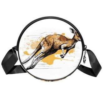 Generic Sac &agrave; bandouli&egrave;re rond pour femme, sac &agrave; bandouli&egrave;re kangourou avec fermeture &eacute;clair et bretelles r&eacute;glables