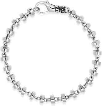 Nialaya Homme, Accessoires, Gris, Taille: M Sterling Silver Round Link Bracelet