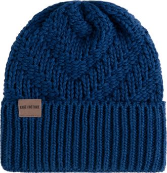 Knit Factory Sally Mütze - Strickmütze für Damen und Herren - Beanie - Wintermütze mit Wolle - Robusten Look - Hochwertige Qualität - Kings Blue