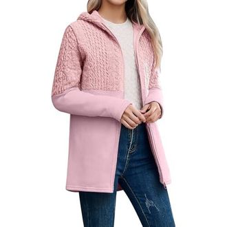 Generic Veste Femme Chic Et Elegant Veste d&eacute;contract&eacute;e en velours c&ocirc;tel&eacute; avec capuche pour femme l&eacute;g&egrave;re et confortable pour lautomne et lhiver design ample &agrave; 