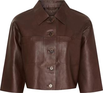 Notyz 3/4-Arm Lederjacke - - Jackets - Damen - Braun - L