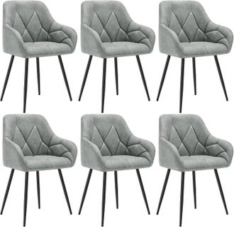 Woltu Set 6 Sedie Imbottite Moderne Da Cucina O Soggiorno Gambe In Metallo. In Pu Vintage Grigio - Woltu