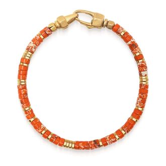 Nialaya Homme, Accessoires, Jaune, Taille: L Orange Jasper Heishi Bracelet
