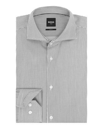 HUGO BOSS Baumwollhemd mit feinem Streifen, Slim Fit in