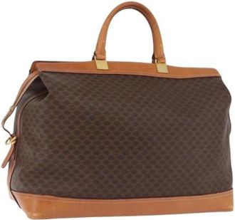 Celine Sac Boston Macadam en toile doccasion - Femme - Pre-owned - Brun - Taille: ONE Size