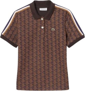 Lacoste Femme, Tops, Brun, Taille: 40 FR Polo Monogramme Coupe Slim