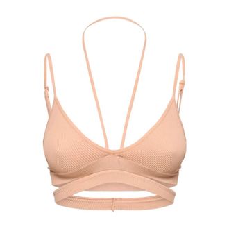 ADĀMO Andrea Adamo Geripptes Crop Top mit Cut-Out-Detail - - Underwear - Damen - Beige - 2XS