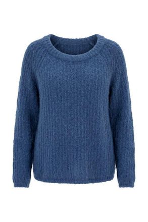 Ulla Popken Strickpullover Pullover Rollkanten Rundhals Langarm