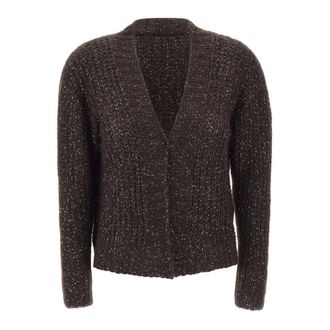 Kaos Kaos, Femme, Pulls, Brun, Taille: 38 FR Gilet en maille ajour&eacute;e