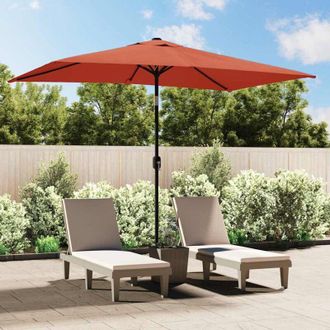 vidaXL Parasol avec m&acirc;t en m&eacute;tal 300 x 200 cm Terre cuite