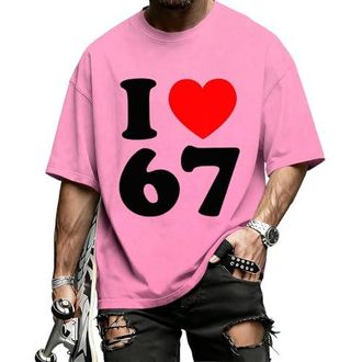 Generic T-shirt humoristique « I Love 67 » pour la Saint-Valentin - T-shirt graphique 6 7 Meme Heart Six Seven - En coton - Tendance - Décontracté - Pour tous
