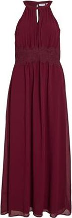 Vila Vila Vimilina Halterneck Maxi Dress-Noos Robe de soirée, Cabernet/détail : élastique, 46 Femmes