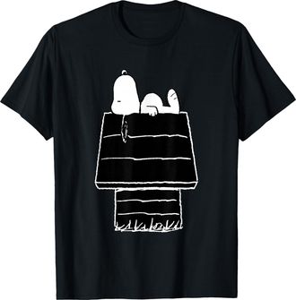 Peanuts Snoopy Hundeh&uuml;tte, Schwarz / Wei&szlig; T-Shirt