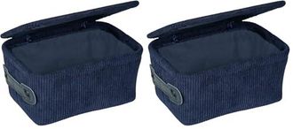 WENKO Badkorb Anela Dunkelblau mit Deckel, Aufbewahrungskorb, 19 x 10 x 14 cm, 25531100 (Packung mit 2)