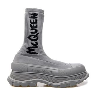 Alexander McQueen Logo-Print Socken-Stil Stiefel - - Shoes - Herren - Grau - 41 EU